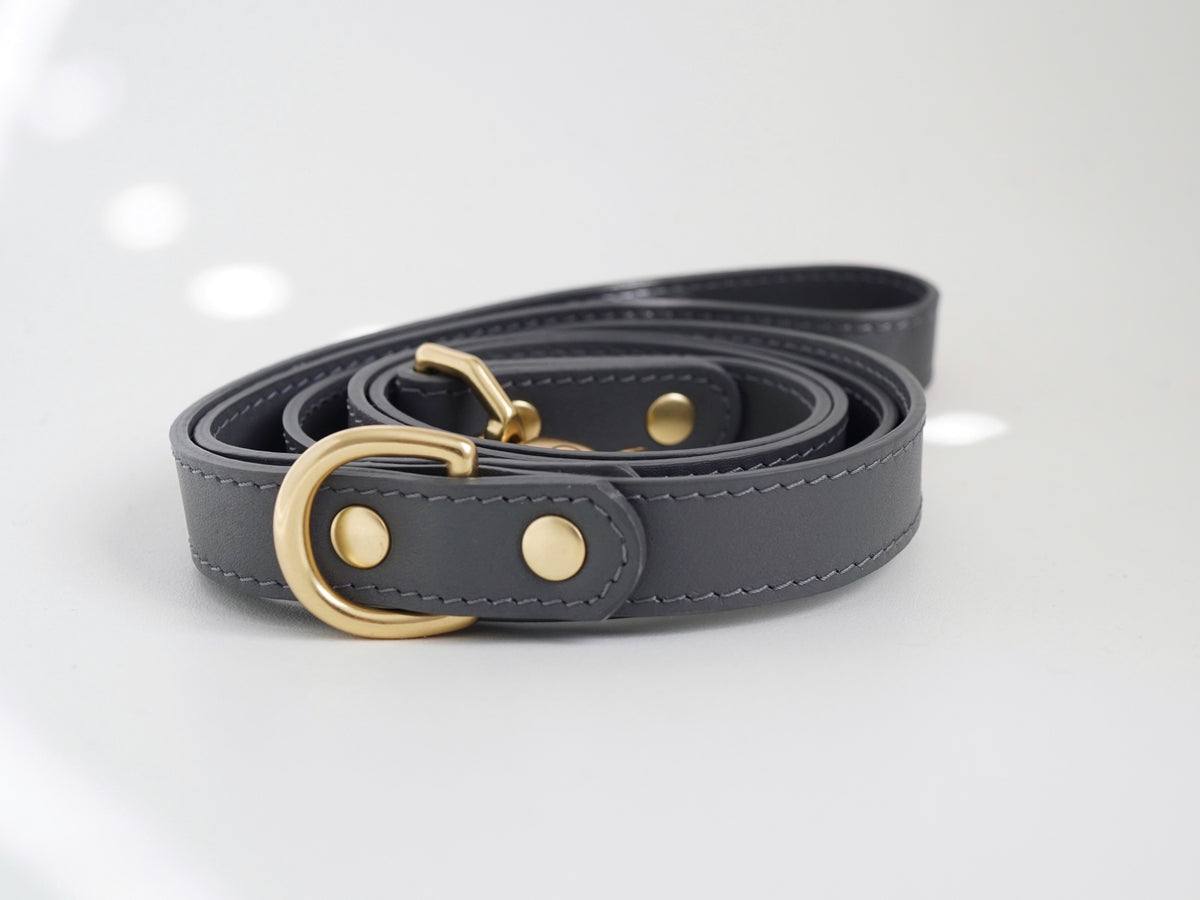 Stone gray leather leash – PIPOLLI